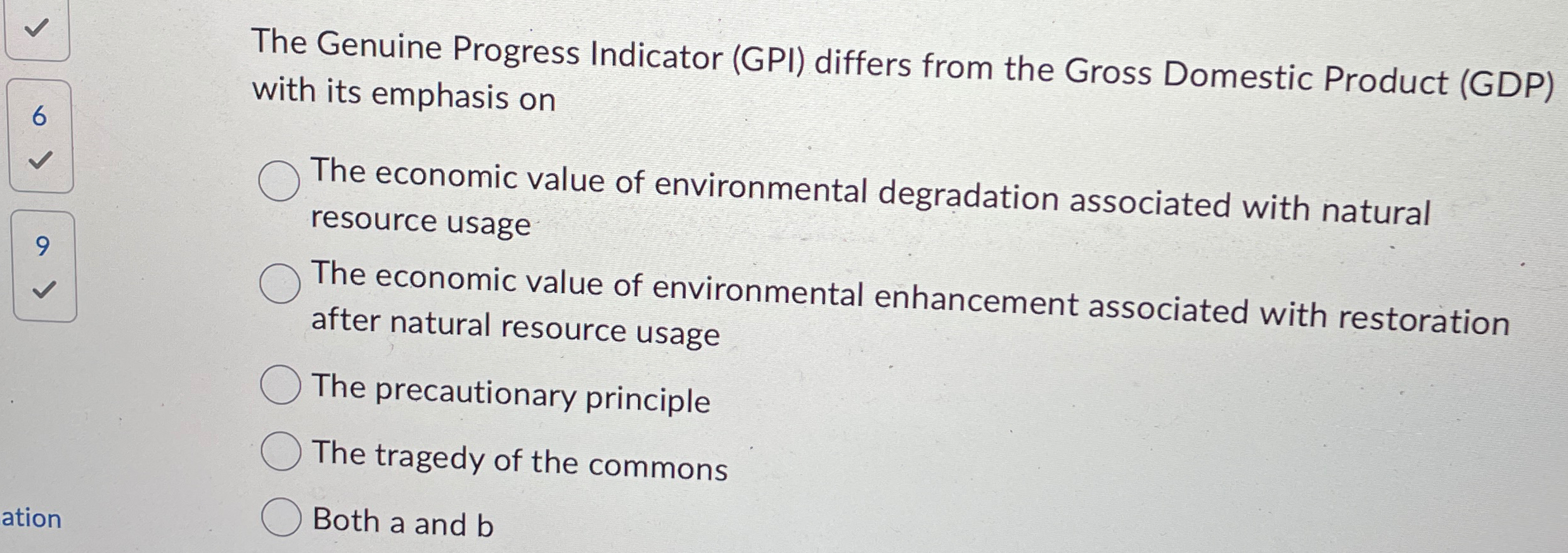 Solved The Genuine Progress Indicator (GPI) ﻿differs from | Chegg.com
