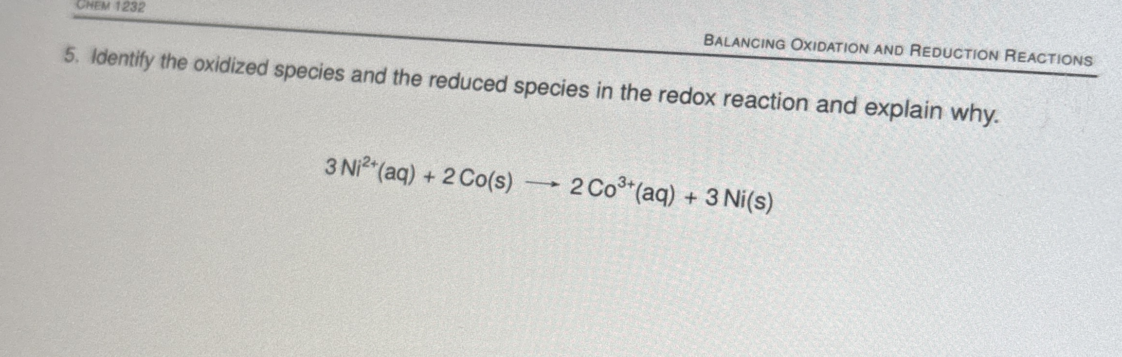 Solved Balancing Oxidation and Reduction Reactions5. | Chegg.com