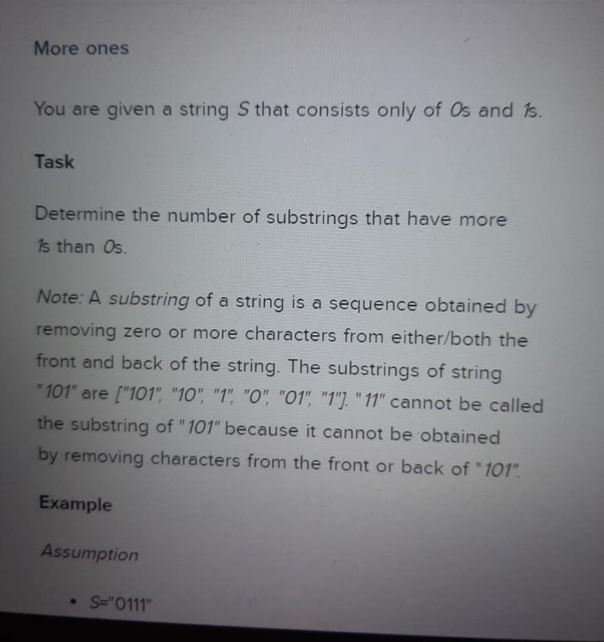 Solved More ones You are given a string S that consists only | Chegg.com