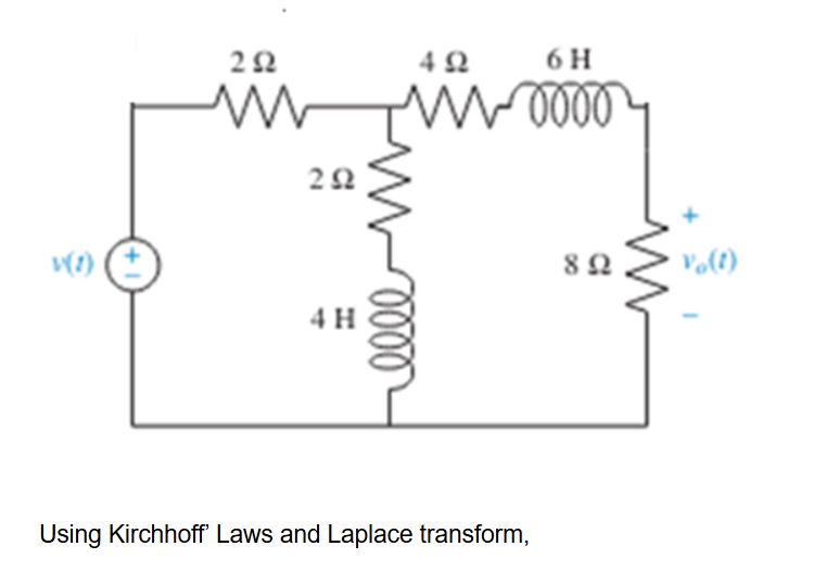 Solved Using Kirchhoff' Laws and Laplace transform,Given the | Chegg.com
