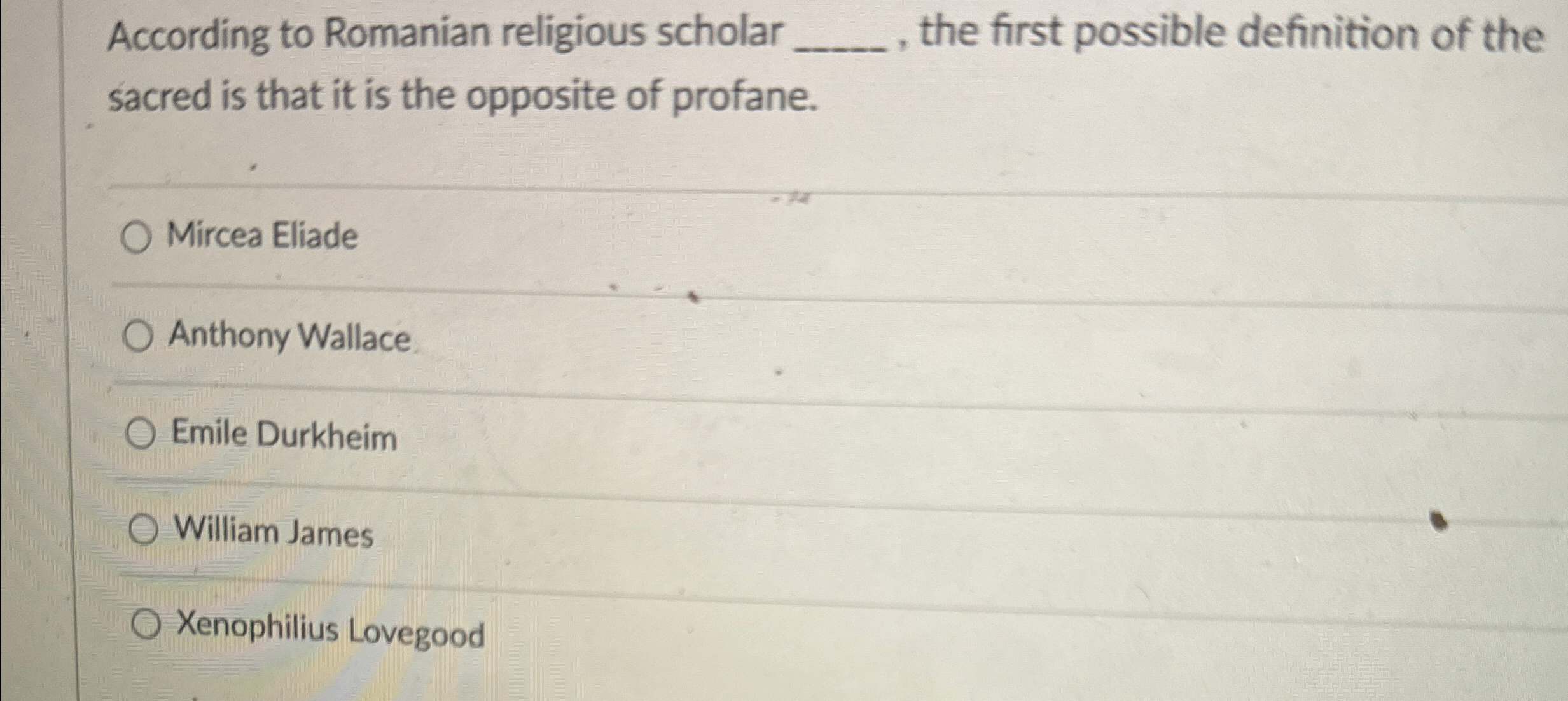 Solved According to Romanian religious scholar q, , ﻿the | Chegg.com