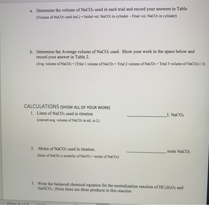 Part II: Titration DATA Record the data from the | Chegg.com
