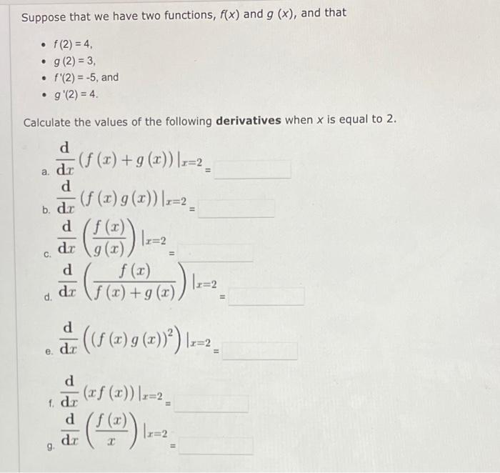 Solved Suppose that we have two functions, f(x) and g(x), | Chegg.com
