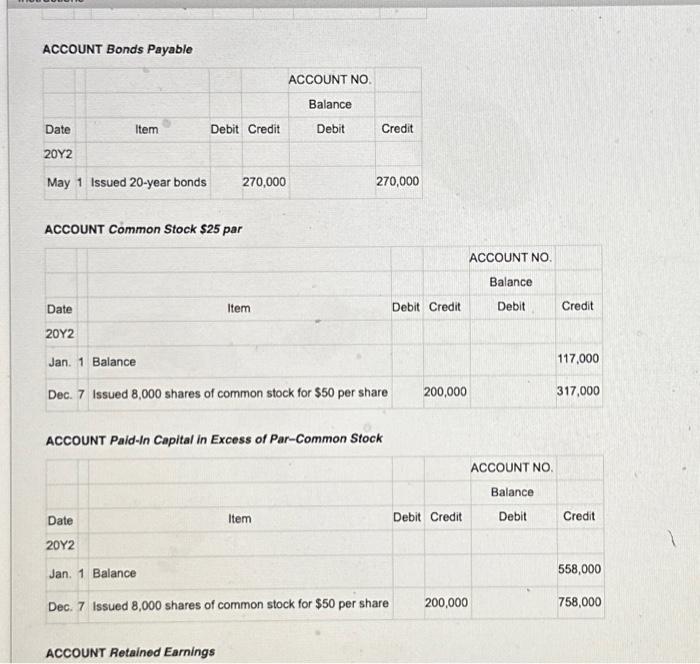 Solved ACCOUNT Bonds Payable ACCOUNT Common Stock $25 par | Chegg.com