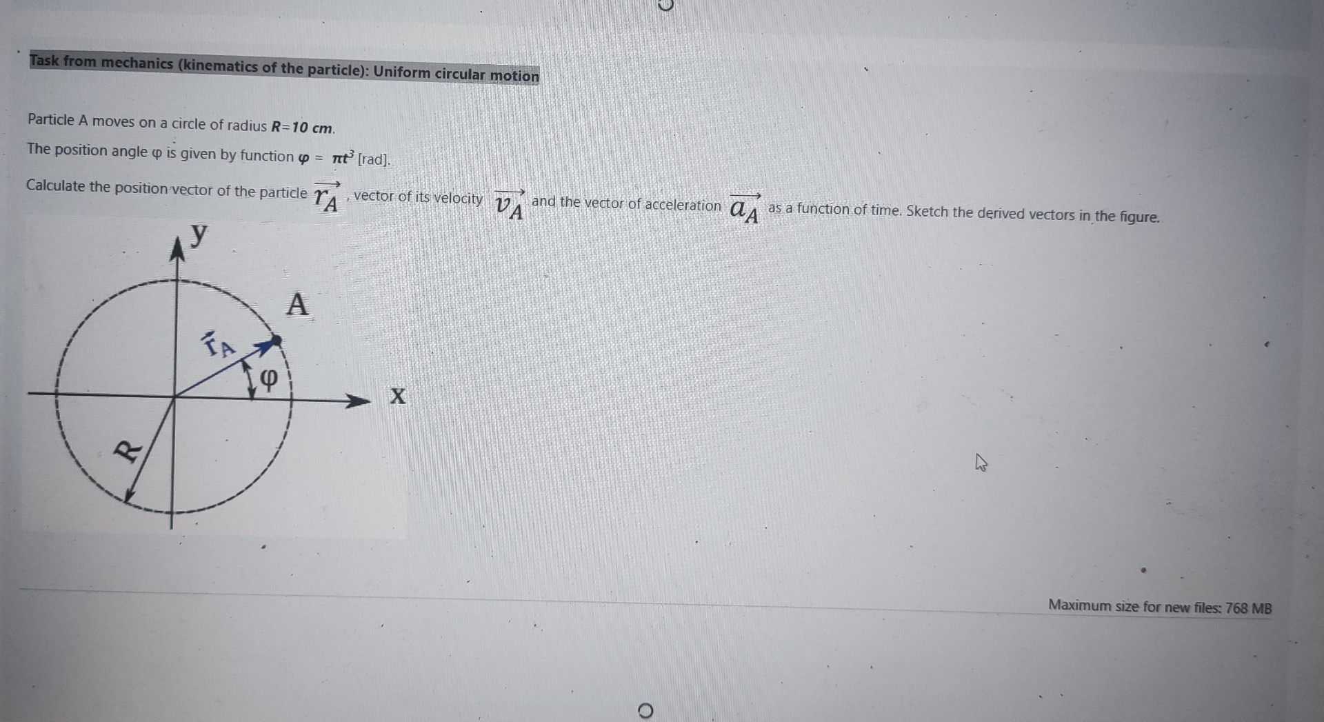 Solved Task from mechanics (kinematics of the particle): | Chegg.com