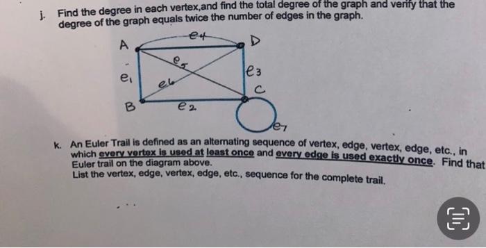 Solved Find the degree in each vertex,and find the total | Chegg.com