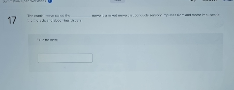 Solved Summative Open Workbook 1Saved17The cranial nerve | Chegg.com