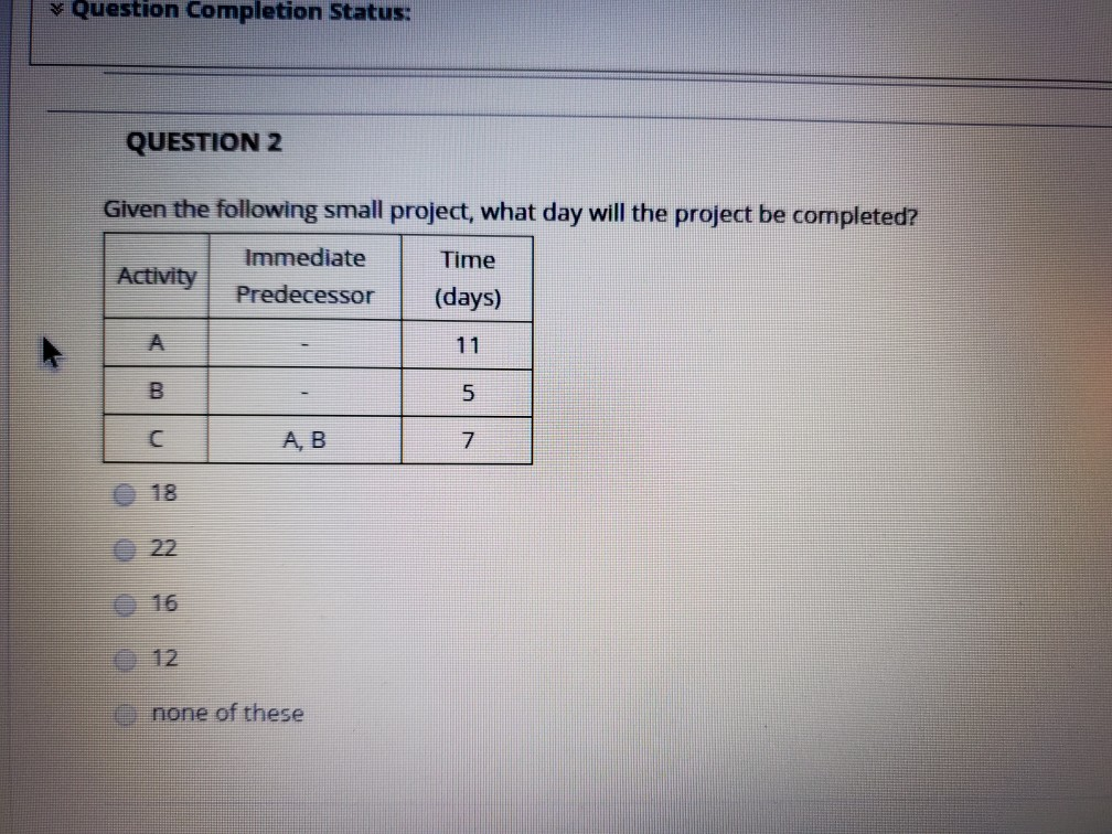 Solved * Question Completion Status: QUESTION 2 Given the | Chegg.com
