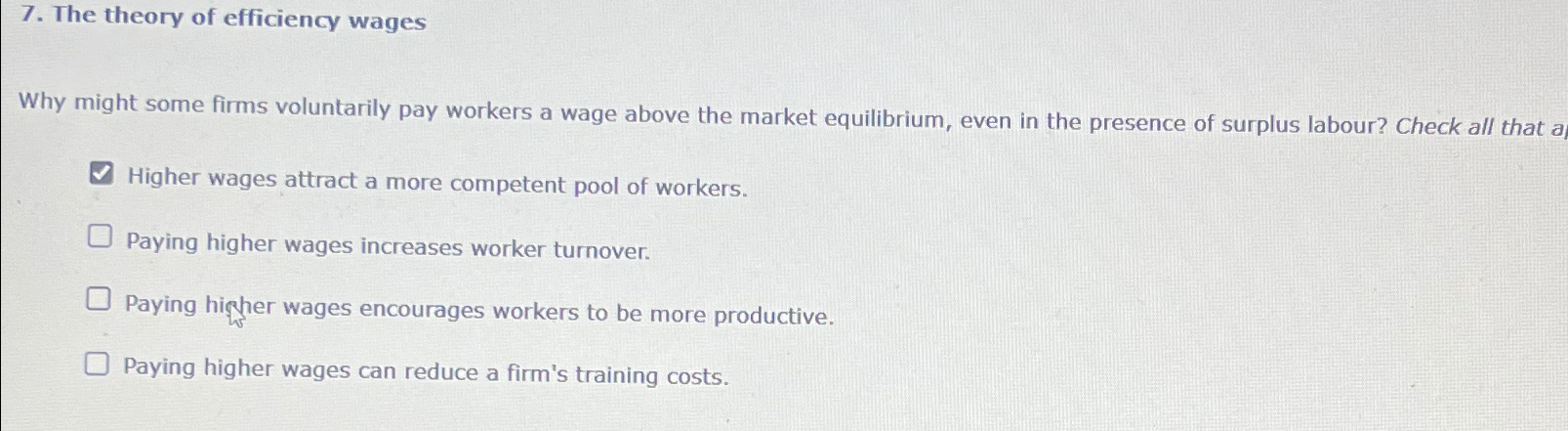 Solved The theory of efficiency wagesWhy might some firms | Chegg.com