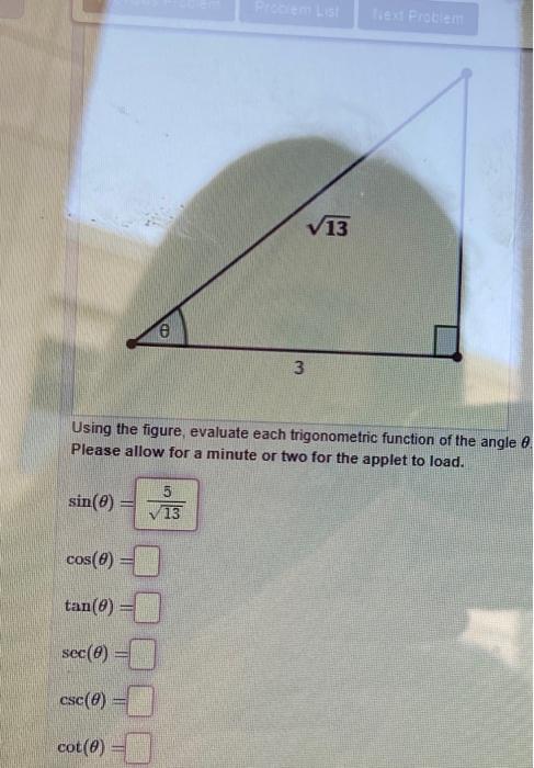 Solved Using the figure, evaluate each trigonometric | Chegg.com