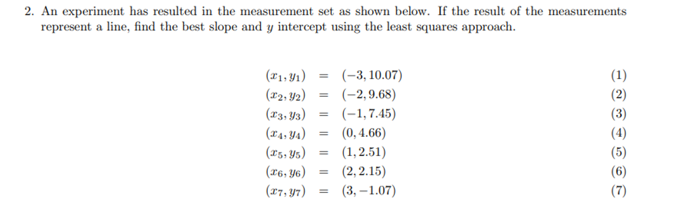 Solved An experiment has resulted in the measurement set as | Chegg.com