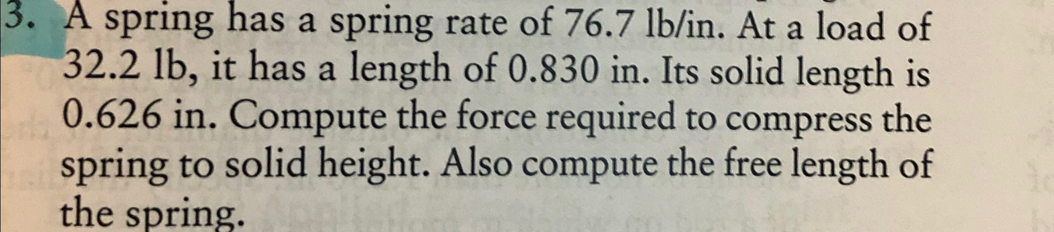 Solved A spring has a spring rate of 76.7lbin. ﻿At a load of | Chegg.com