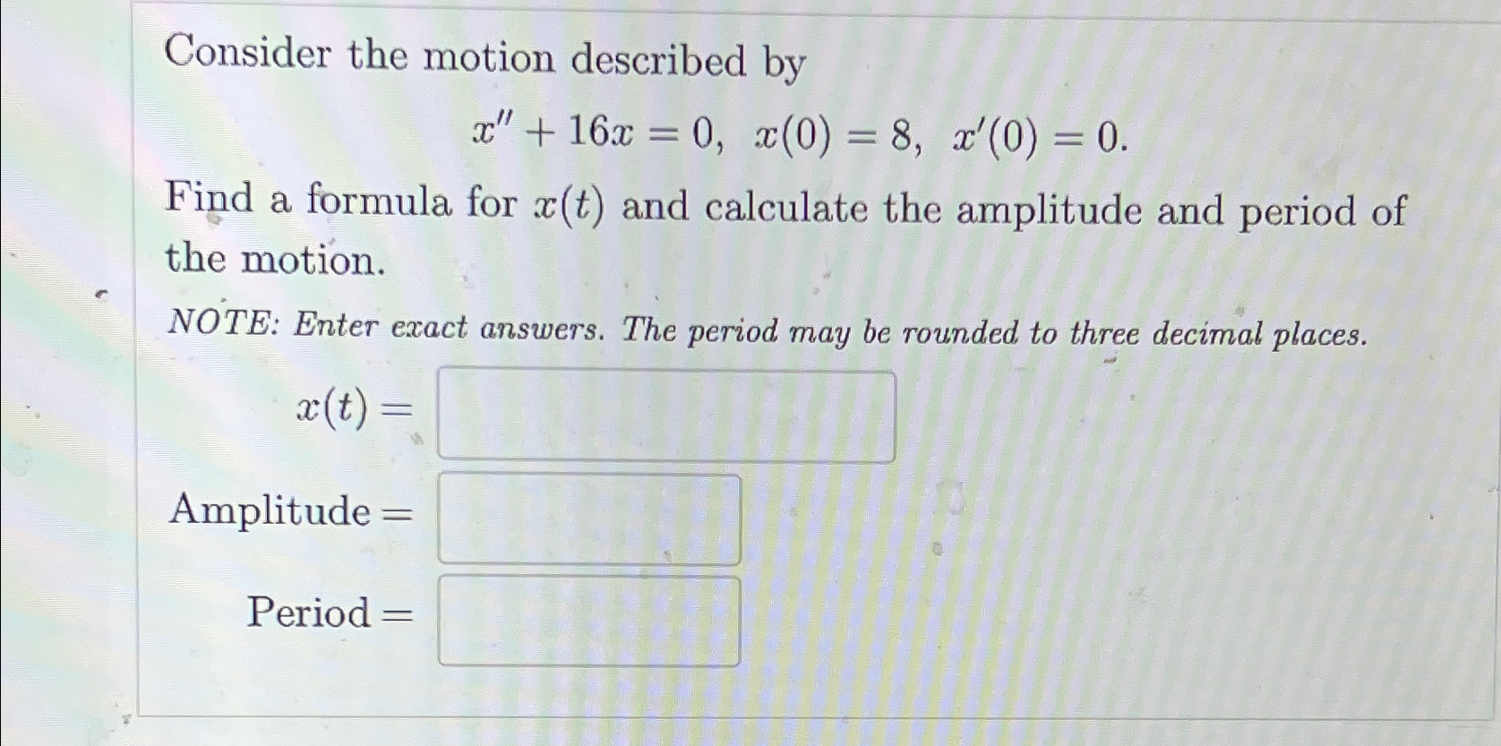 Solved Consider the motion described | Chegg.com