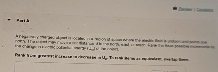 Solved Part AA negatively charged object is localed in a | Chegg.com