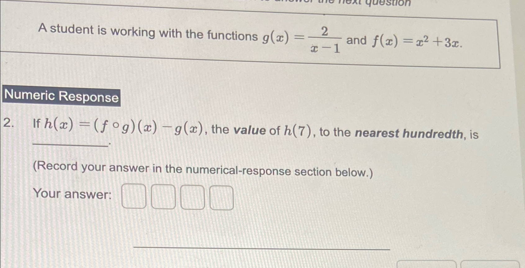 Solved A student is working with the functions g(x)=2x-1 | Chegg.com