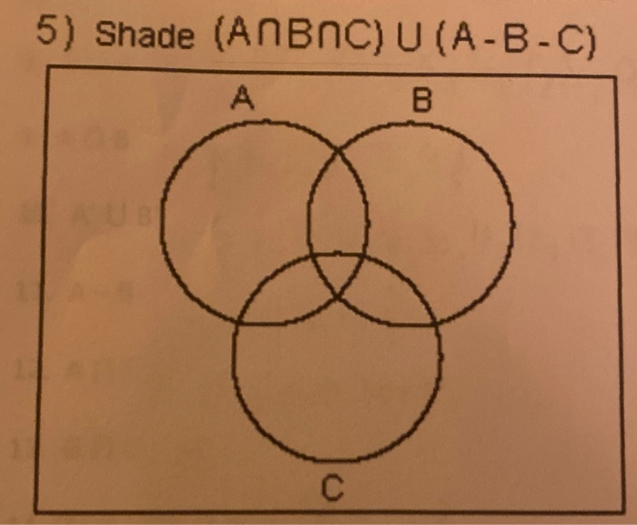Solved 5) Shade (ANBNC) U (A-B-C) A B C | Chegg.com