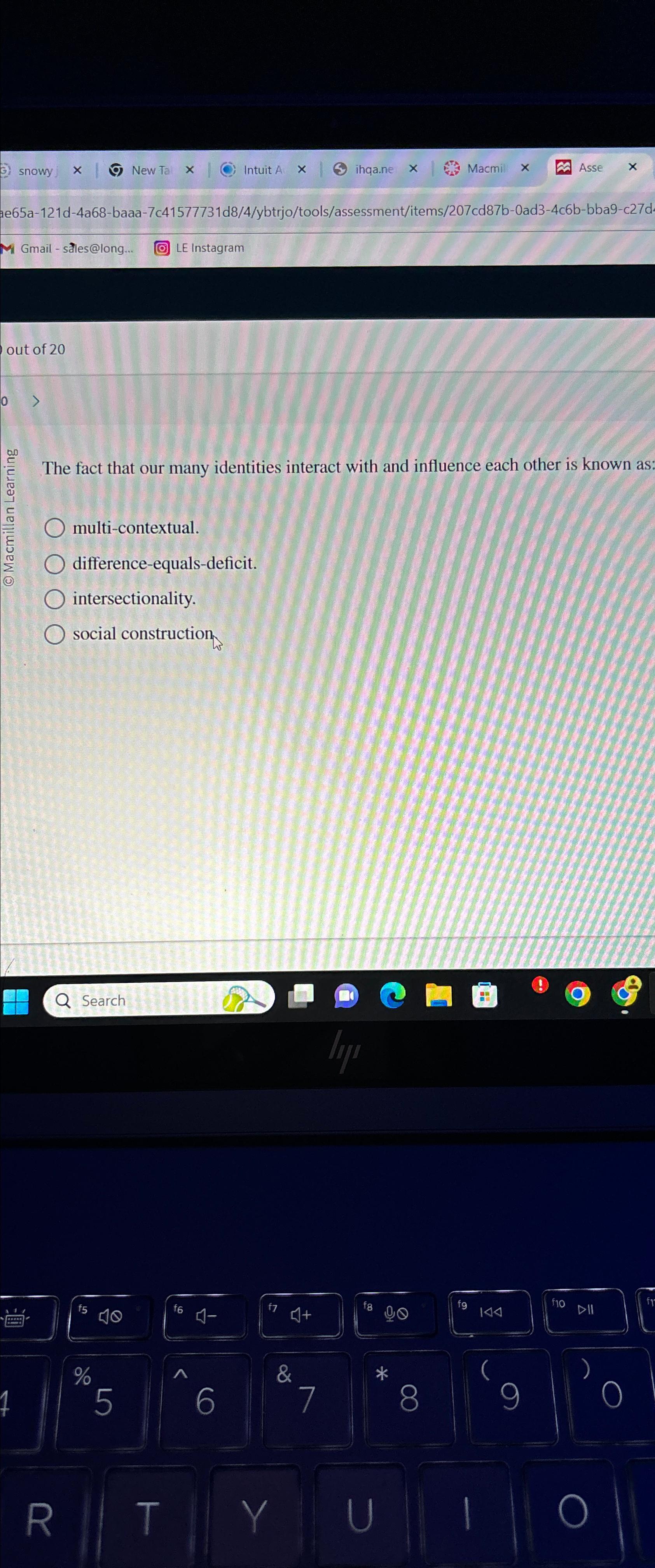 Solved The fact that our many identities interact with and | Chegg.com
