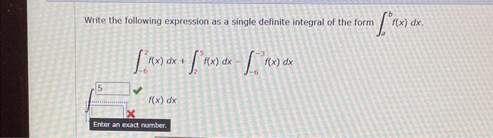 Solved Write the following expression as a single definite | Chegg.com