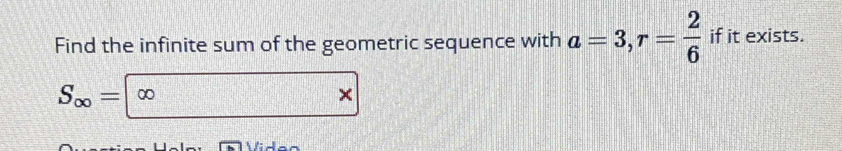 Solved Find the infinite sum of the geometric sequence with | Chegg.com