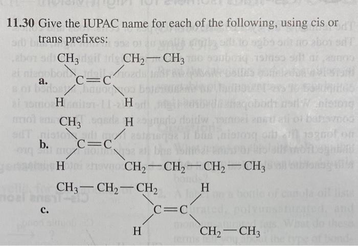 Solved 11.30 Give the IUPAC name for each of the following, | Chegg.com