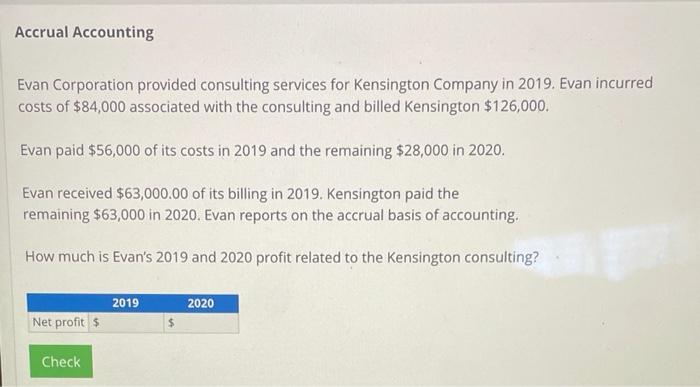 Solved Accrual Accounting Evan Corporation provided | Chegg.com