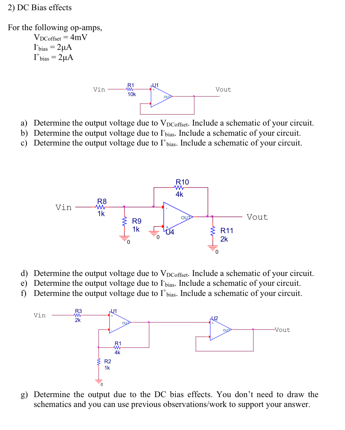 Solved DC Bias effectsFor the following | Chegg.com