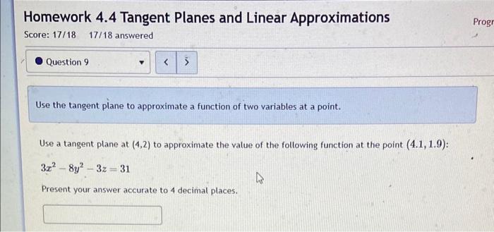 Solved Homework 4.4 Tangent Planes and Linear Approximations | Chegg.com
