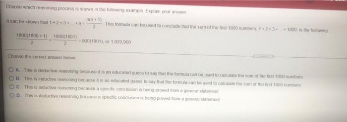 Solved Choose which reasoning process is shown in the | Chegg.com