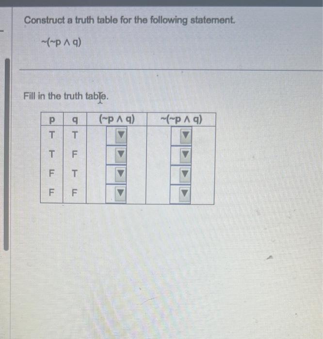 Solved Construct a truth table for the following statement. | Chegg.com