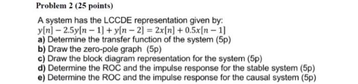 Solved Problem 2 (25 points) A system has the LCCDE | Chegg.com