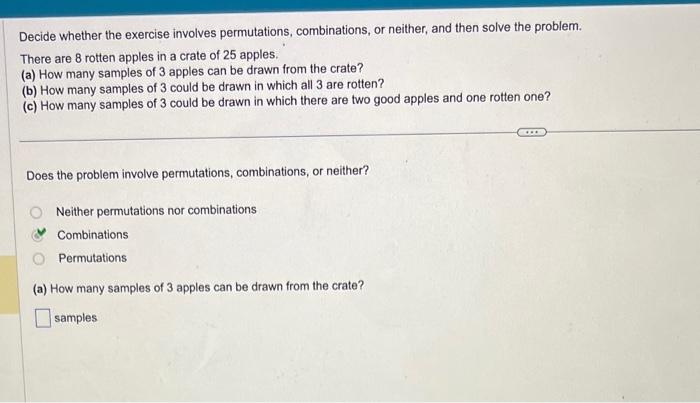 Solved Decide whether the exercise involves permutations, | Chegg.com