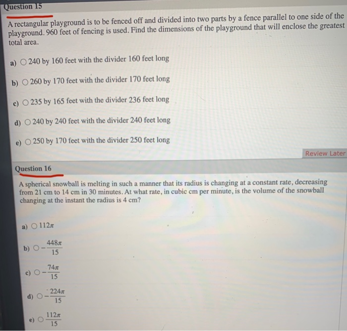 Solved Question 15 A rectangular playground is to be fenced | Chegg.com