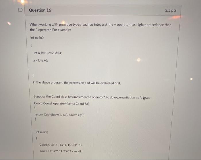 Solved D Question 15 3.5 pts Suppose a program hrs a Car | Chegg.com