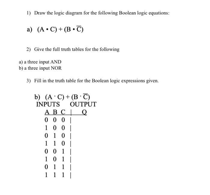 Solved 1) Draw the logic diagram for the following Boolean | Chegg.com