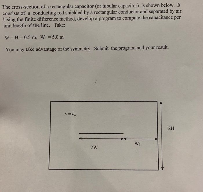 The cross-section of a rectangular capacitor (or | Chegg.com
