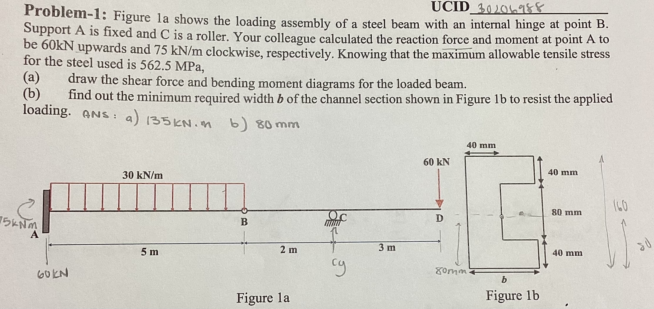 Solved by an EXPERT Problem-1: Figure 1a shows the loading assembly of a | Chegg.com