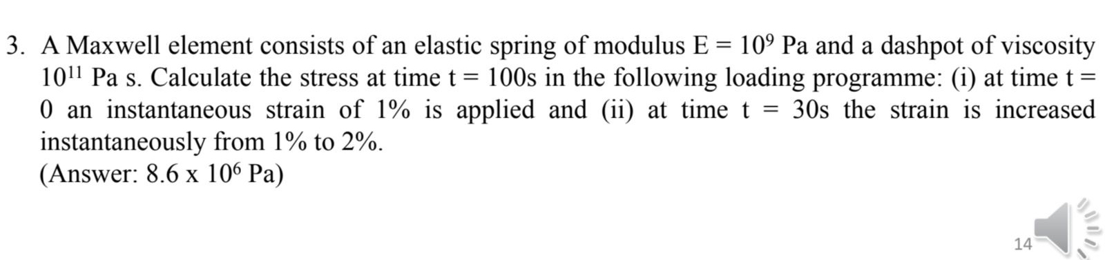 Solved A Maxwell element consists of an elastic spring of | Chegg.com