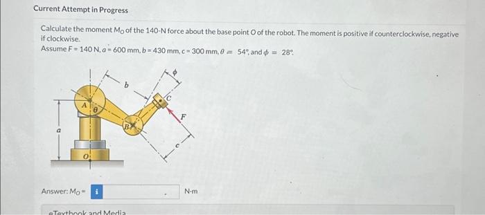 Solved Current Attempt in Progress Calculate the moment Mo | Chegg.com