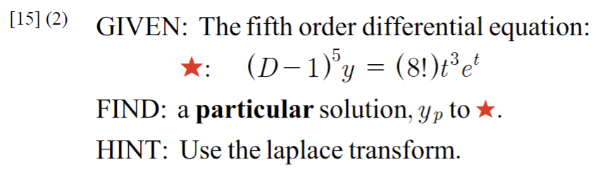 Solved [15] (2) ﻿GIVEN: The fifth order differential | Chegg.com