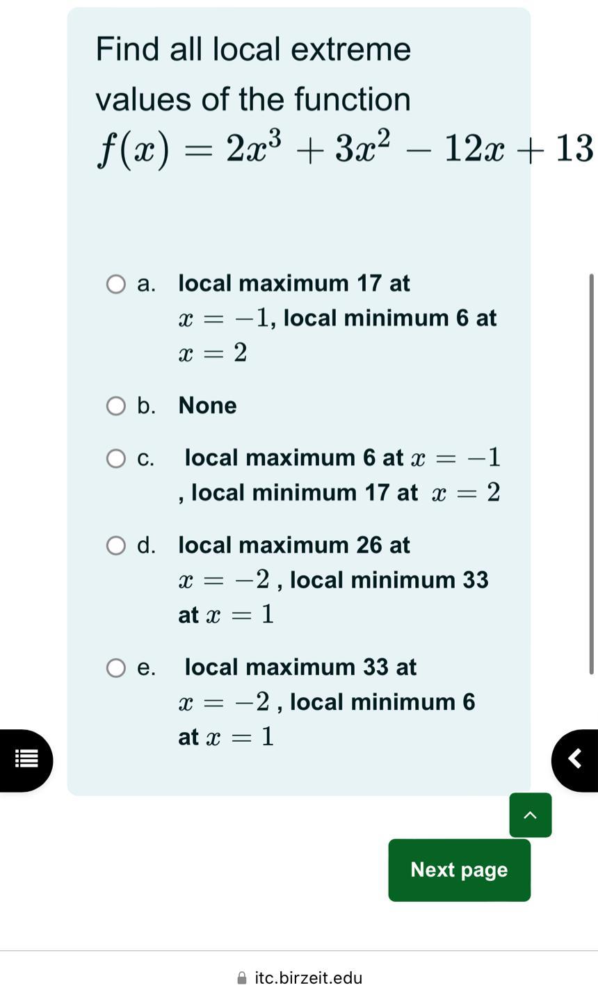 Solved Find all local extreme values of the | Chegg.com