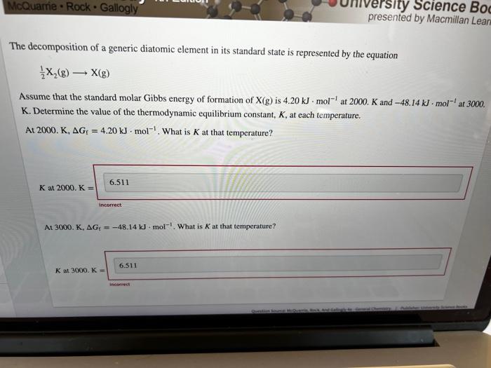 Solved The decomposition of a generic diatomic element in | Chegg.com