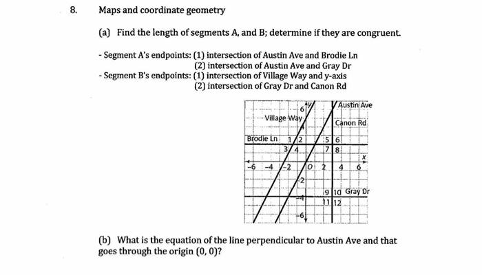 Solved 8. Maps and coordinate geometry (a) Find the length | Chegg.com