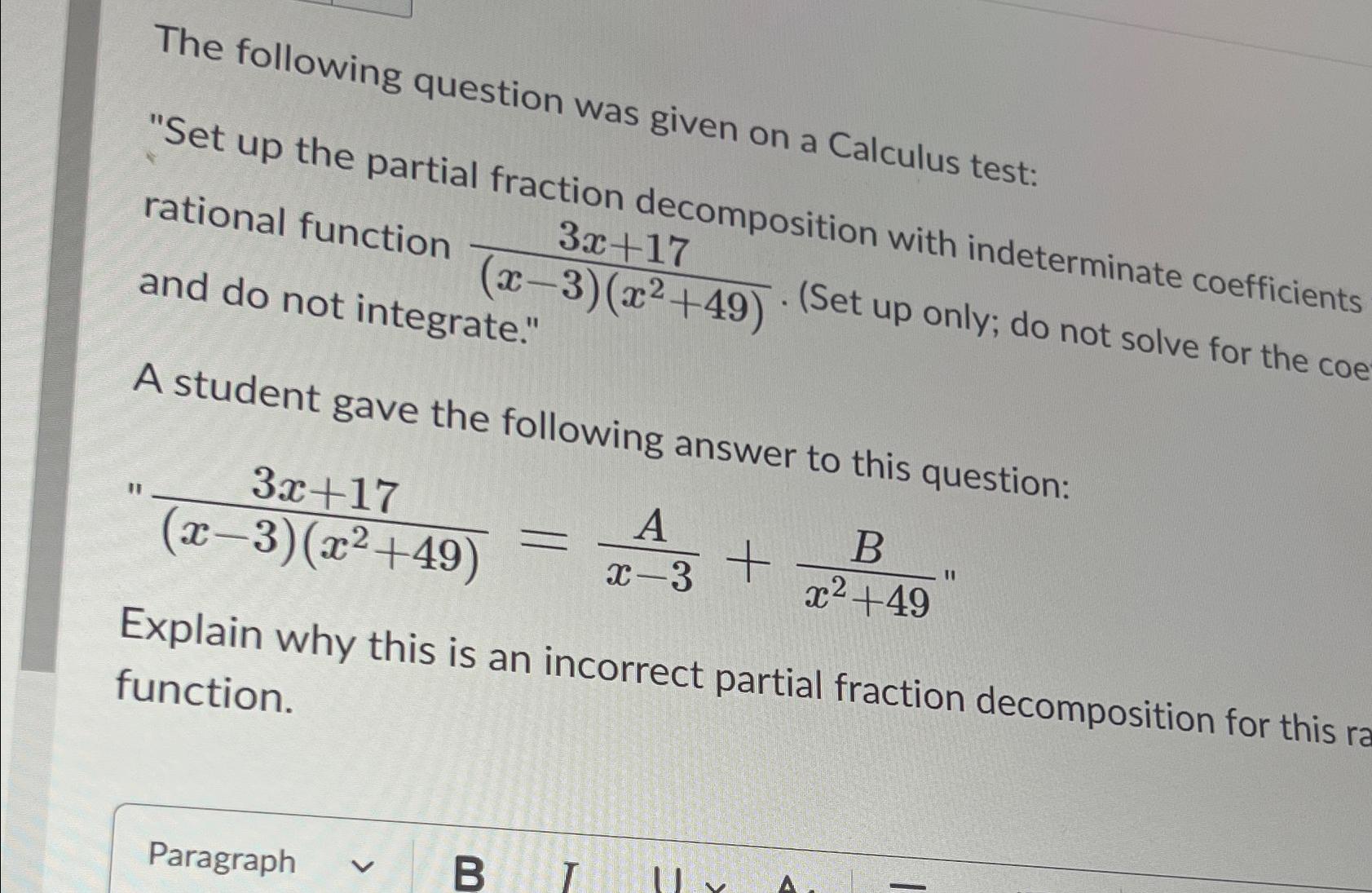 Solved The following question was given on a Calculus | Chegg.com