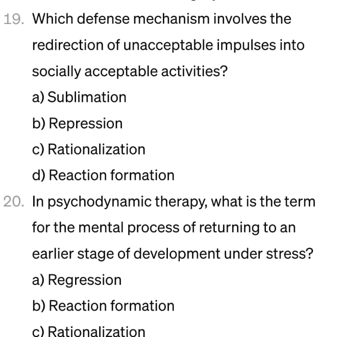 Solved Which defense mechanism involves the redirection of | Chegg.com