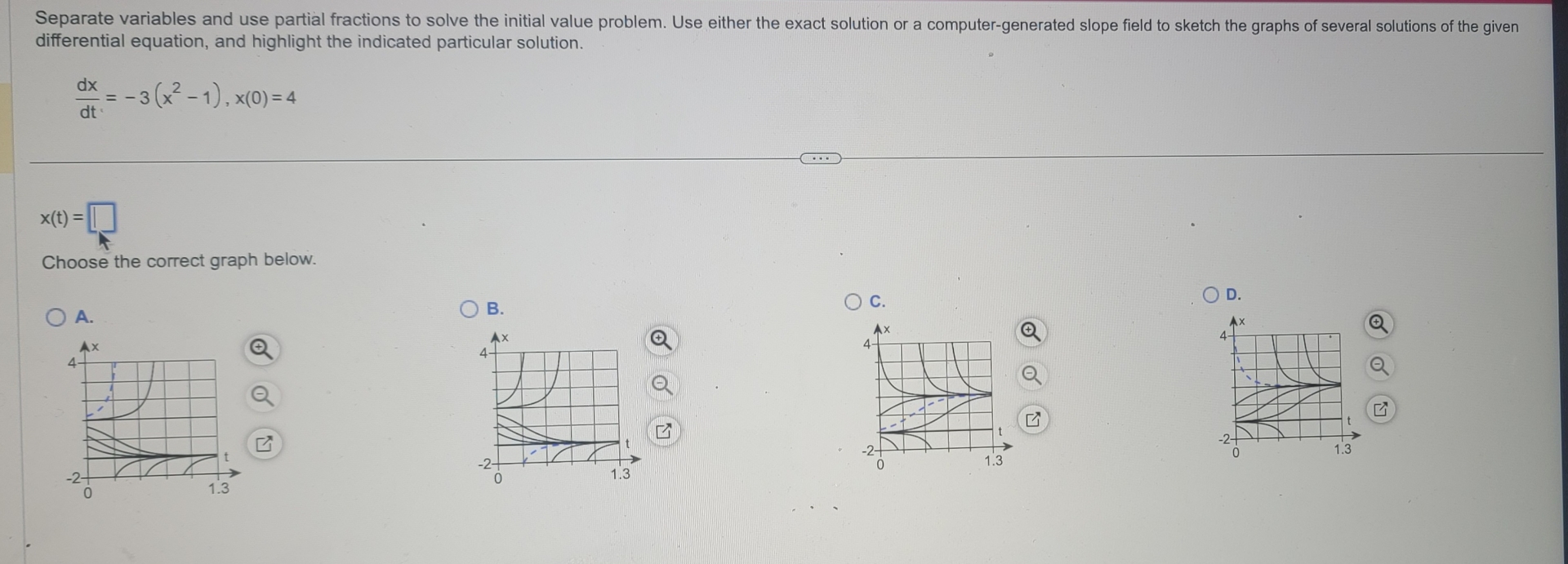 Solved Separate variables and use partial fractions to solve | Chegg.com
