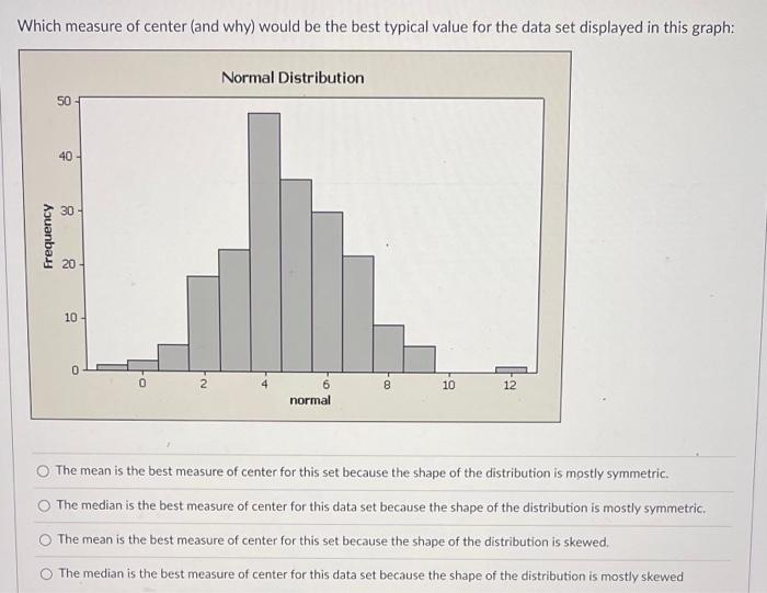 Solved Which measure of center (and why) would be the best | Chegg.com
