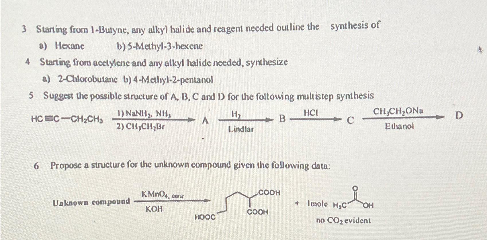 Solved 3 ﻿Starting from 1-13utyne, any alkyl halide and | Chegg.com