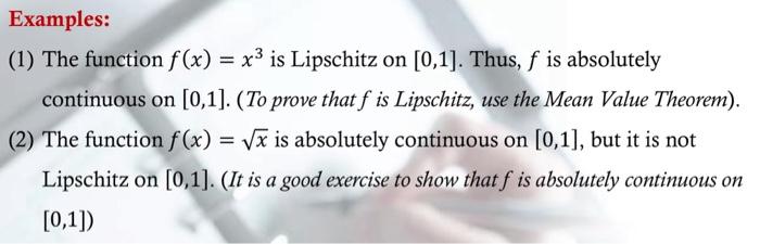 Solved Examples: (1) The function f(x)=x3 is Lipschitz on | Chegg.com