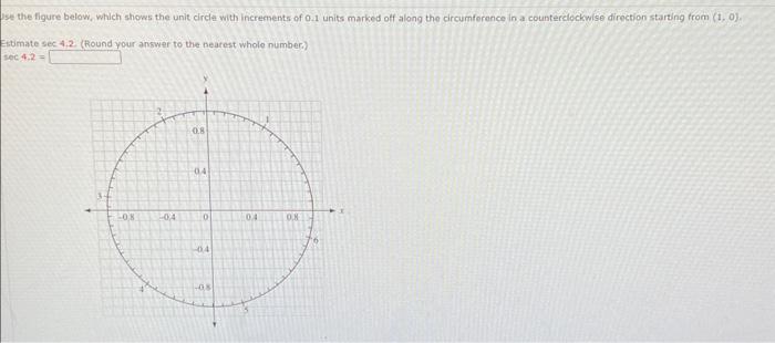 Solved Use the unit circle with increments of 0.1 to | Chegg.com