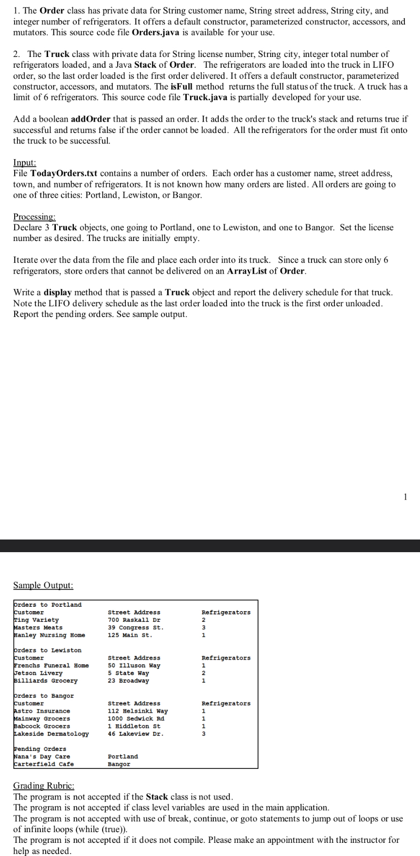 Solved The Order class has private data for String customer | Chegg.com